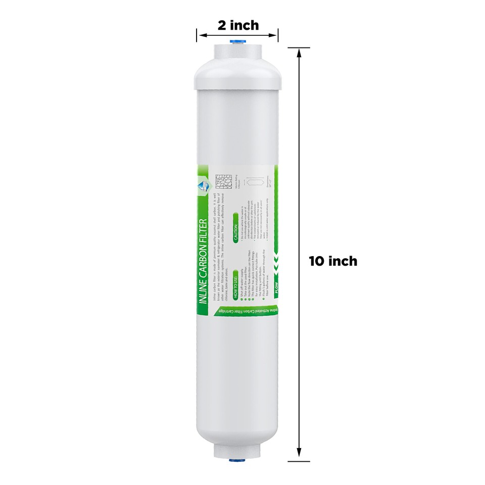 50 Pack 10"x2" T33 Inline Post Carbon Polishing Water Filter 1/4" Quick ...