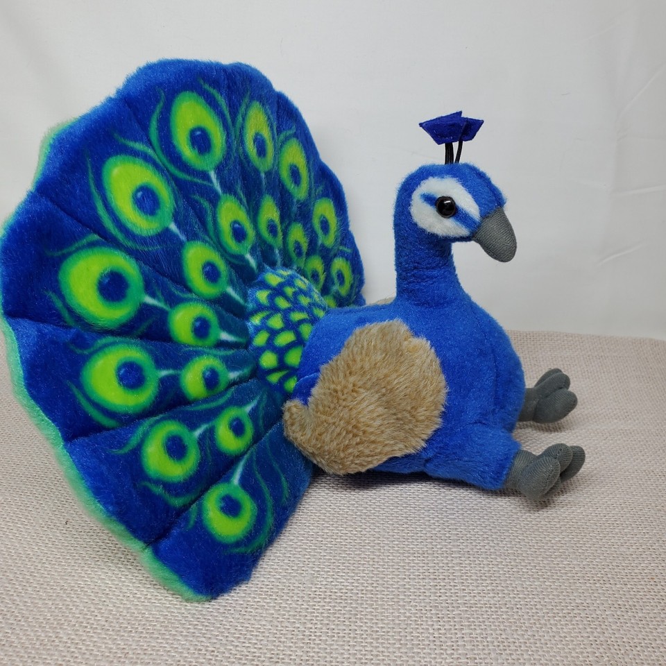 Wild Republic Peacock Plush Stuffed Animal Blue Green Colorful Bird ...