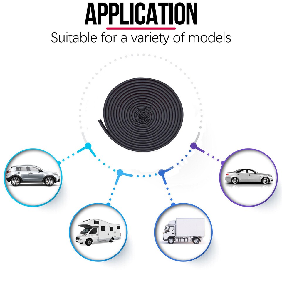 5m/16ft Rubber Weather Seal Strip Hollow Car Door Weatherstrip ...