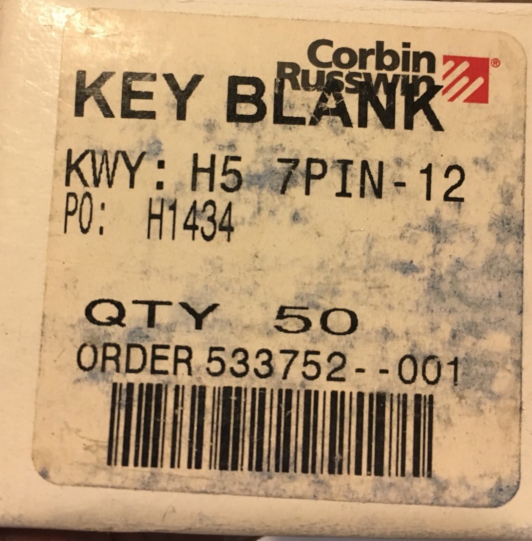Lots of Corbin Russwin 7 Pin Key Blanks H5 Keyway | eBay.de