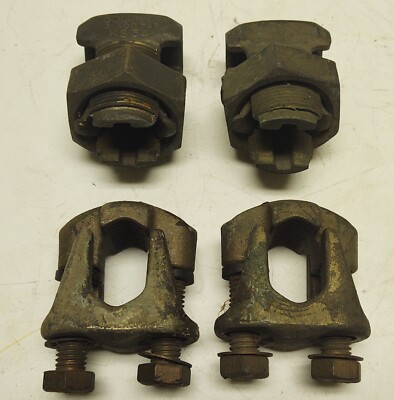 (Lot 4) Bronze 3/0- 500 SPLIT BOLT NUT WIRE ELECTRICAL CABLE CLAMP ...