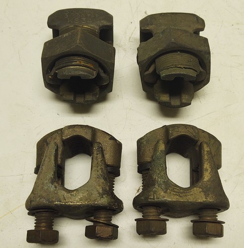 (Lot 4) Bronze 3/0- 500 SPLIT BOLT NUT WIRE ELECTRICAL CABLE CLAMP ...