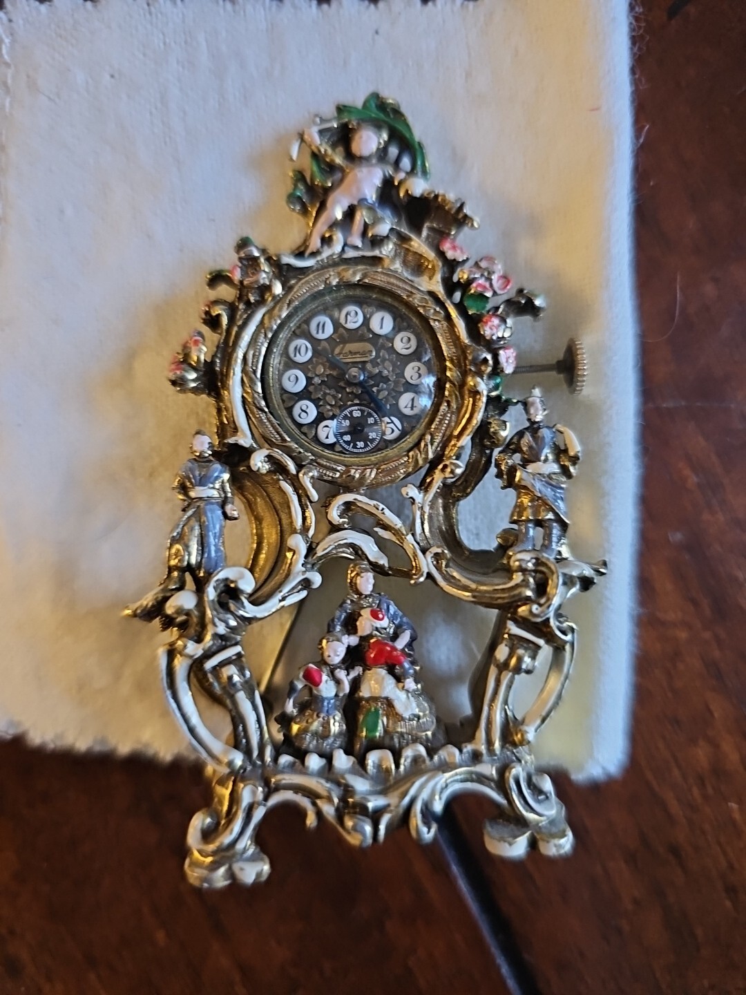 Antique Harman Mantle Clock Brooch - Gem