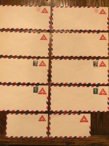 Set 10 US Air Mail Jet 8, 10 Cent Embossed Airplane Envelopes Jefferson ...