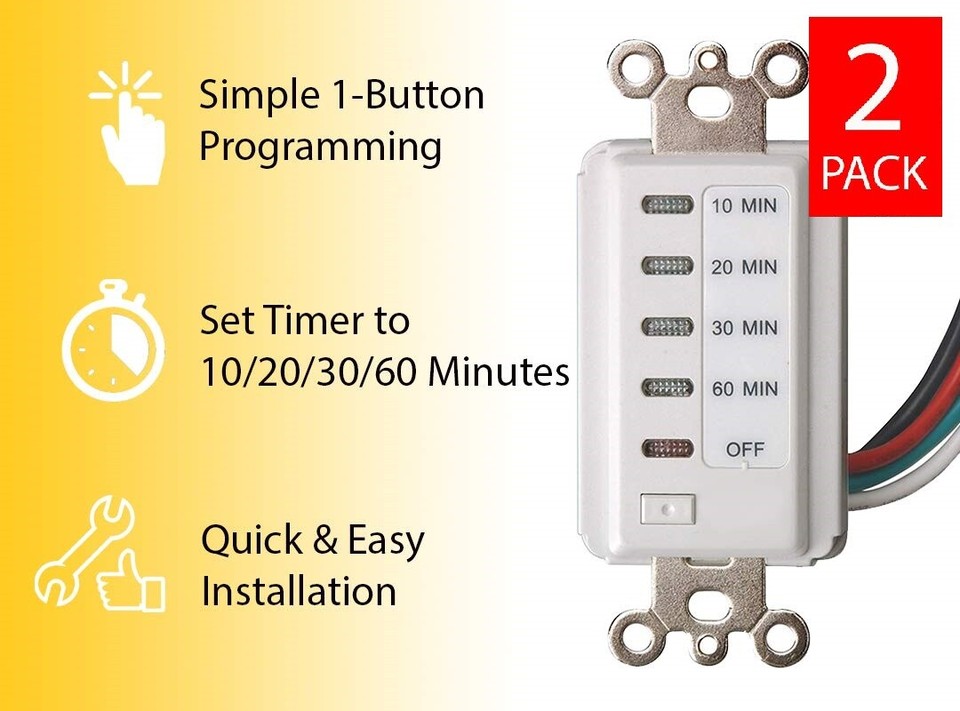 InWall Auto Power Shut Off Timer 10-20-30-60 Minute Preset Countdown ...