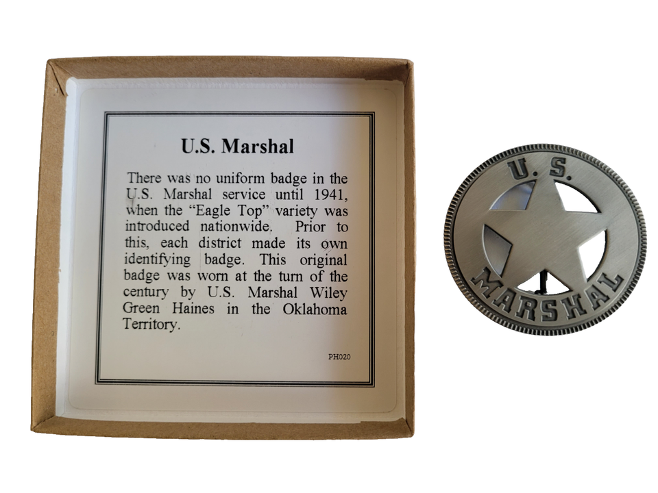 US Marshal Round Badge Western Collectable Silver Finish US Marshal ...