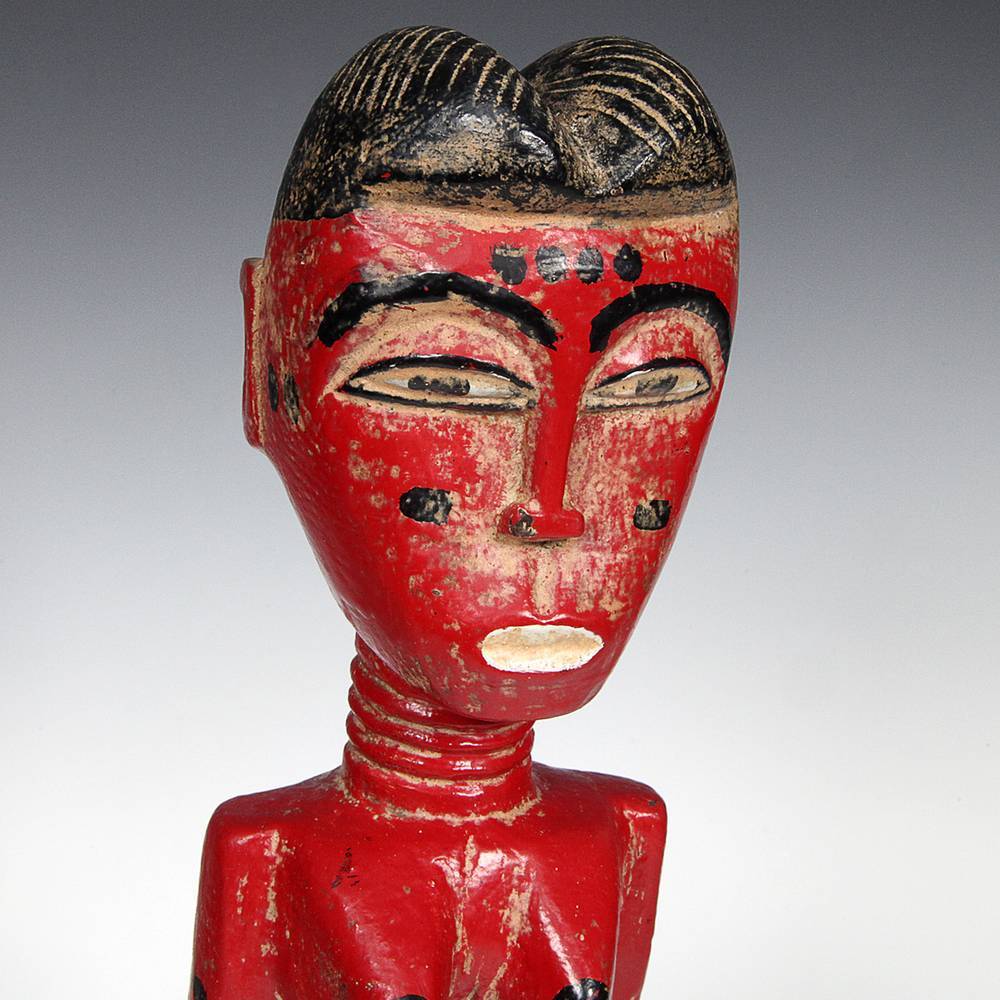 VINTAGE BLOLO OR SPIRIT SPOUSE FIGURE WOOD PAINTED BAULE IVORY COAST ...
