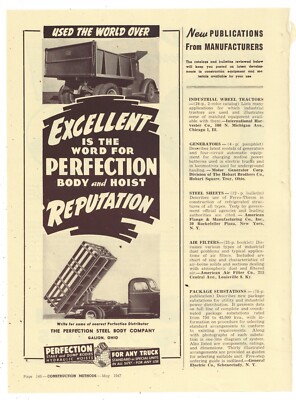 1947 Perfection Steel Body Ad: Stake & Dump Truck Bodies - Galion, OhiO ...