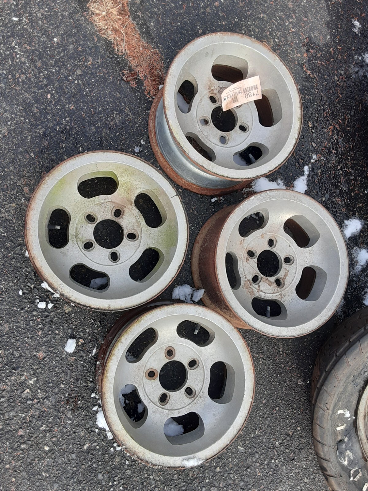 Sets 4 Vintage aluminum slotted wheels mags slots 2 14 x 8.0 2 x 14 x 7 ...