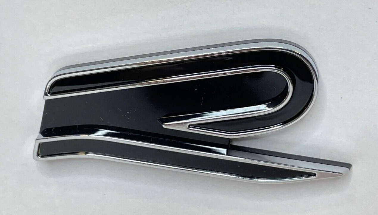 Black & Chrome VW R Line Badge Emblem LOGO Stick On 30mm x 65mm R-Line ...