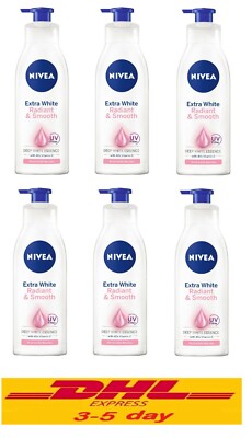 6 x 320ml NIVEA Extra Bright Radiant & Smooth Body Lotion UV Filter 40x ...