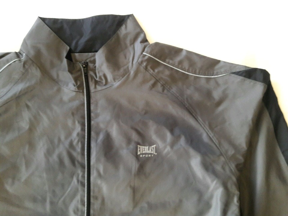 EVERLAST SPORT NEW Grey Black Waterproof Ahtletic Woven Jacket Big Mens ...