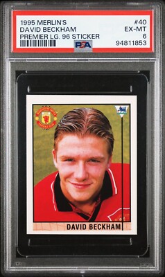 1995 Merlin’s Premier League 96 Sticker 40 David Beckham PSA 6 Rookie ...