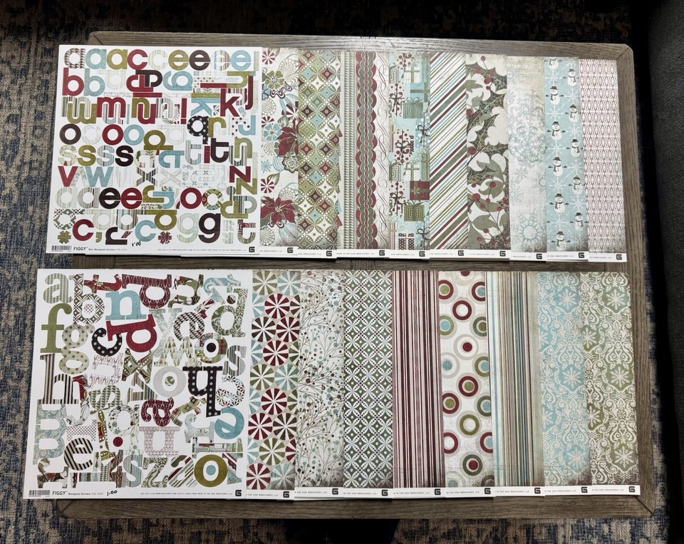 Basic Grey *FIGGY PUDDING* 12x12 Paper Collection *17 Sheets* Christmas Stickers | eBay