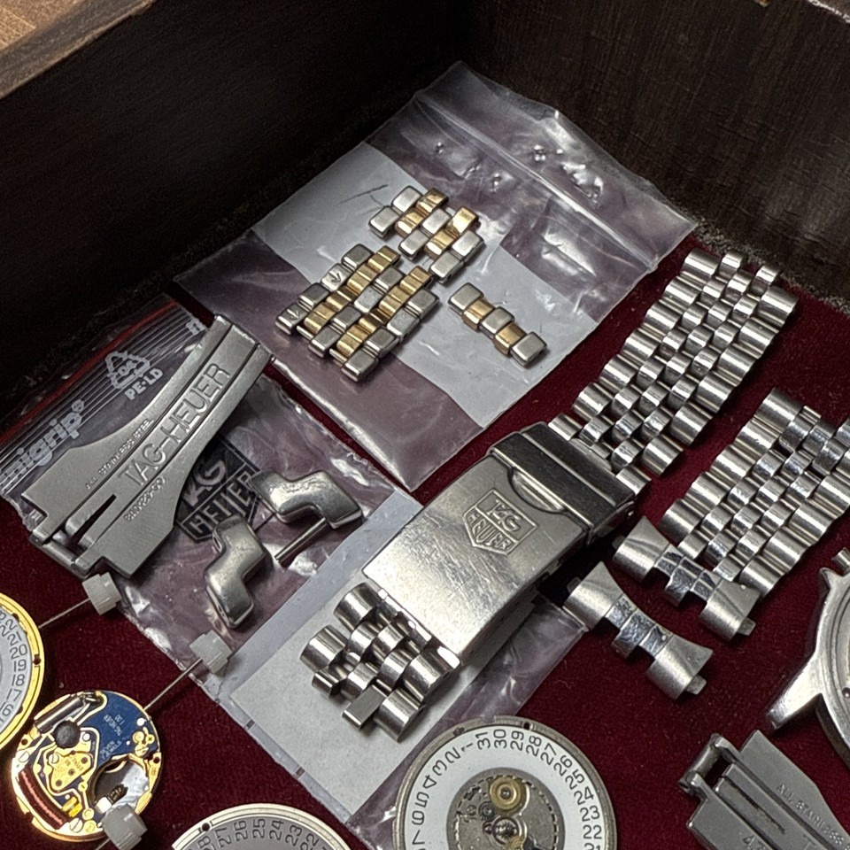 Tag Heuer Lot of 60+ Authentic Parts - Bracelets Clasps Dials Cases ...
