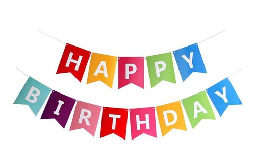 Happy Birthday Banner Decor Letter Hanging Photo HBD Paper Card Board ...