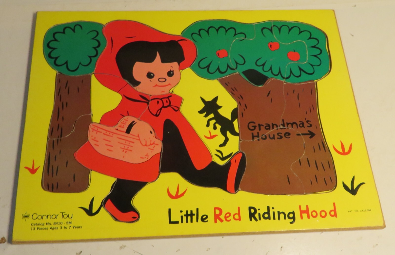Vintage CONNOR TOY WOOD PUZZLE RED RIDING HOOD 13 PC 3-7 YEAR Used Tray ...