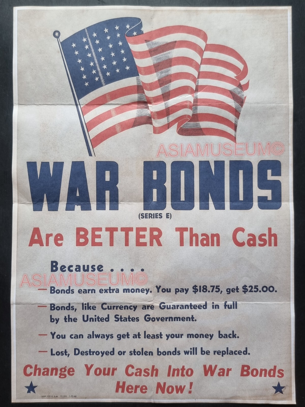 1943 WW2 USA AMERICA BUY WAR BONDS FLAG STAMP SAVING LOAN PROPAGANDA ...