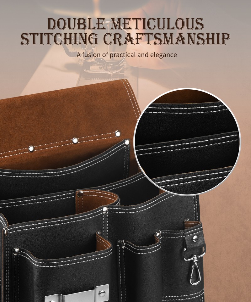 10 Pockets PU Leather Multi Tool Belt Carpenter Construction ...