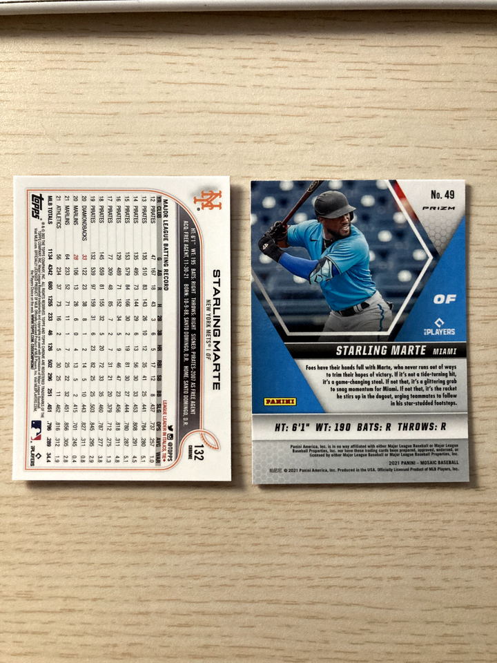 Starling Marte Two (2) Card Lot Chrome Pink Refractor | eBay