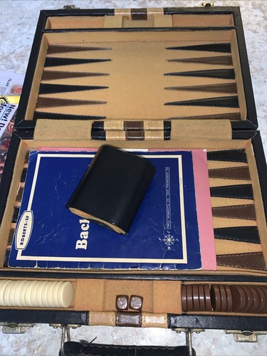 VINTAGE CARDINAL Travel BACKGAMMON Set with FAUX LEATHER CASE | eBay