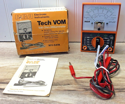 RCA Electronic Instruments Tech Vom Volt Ohm Milliammeter WV547A | eBay