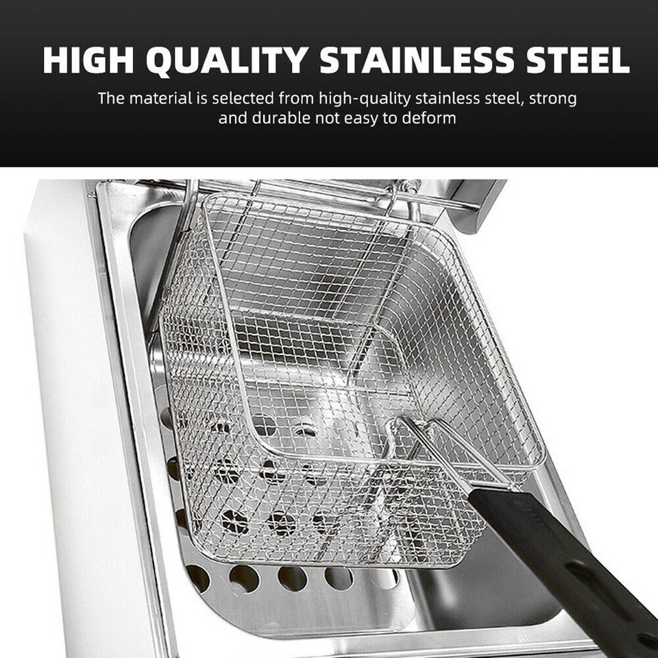 Electric Deep Fryer 2 X 10L Commercial Bench Top Single Stainless Steel ...
