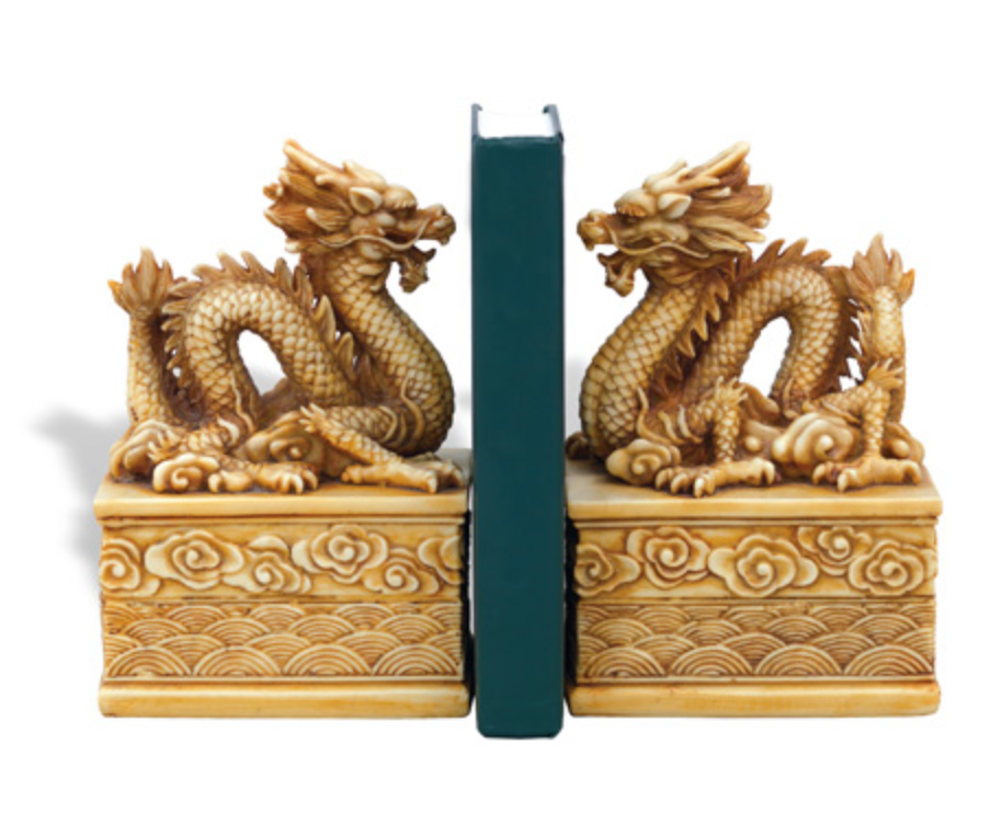 Set of Two DRAGON FAUX IVORY BOOKENDS 8" HEIGHT Port 68 ACFM-101-04 NEW ...
