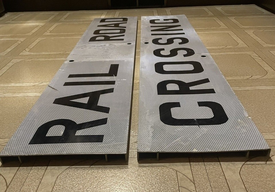 Authentic Retired RAILROAD CROSSING Crossbuck Sign Reflective Aluminum ...