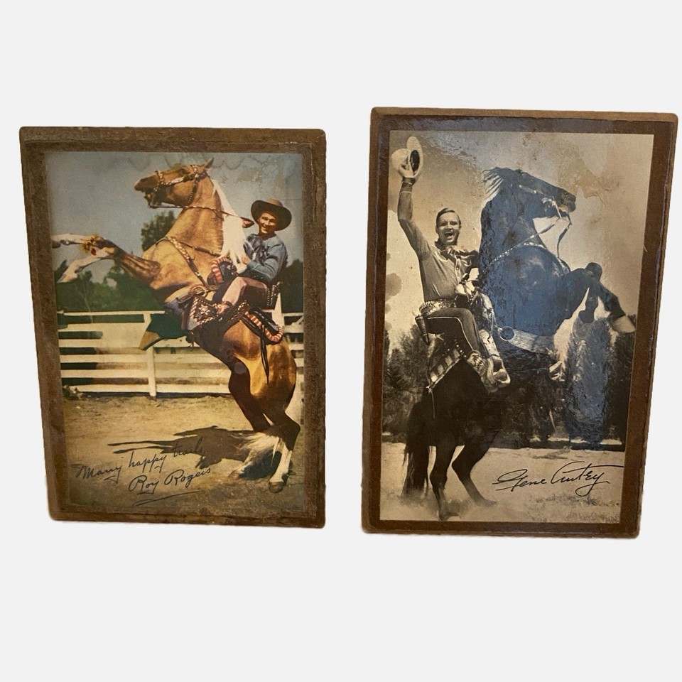 Vtg Western Singing Cowboy Plaques Roy Rogers Gene Autry Signed ...