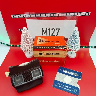 🎅Vintage Viewmaster 3D Viewer 1950's Brown Bakelite + Christmas Reel ...