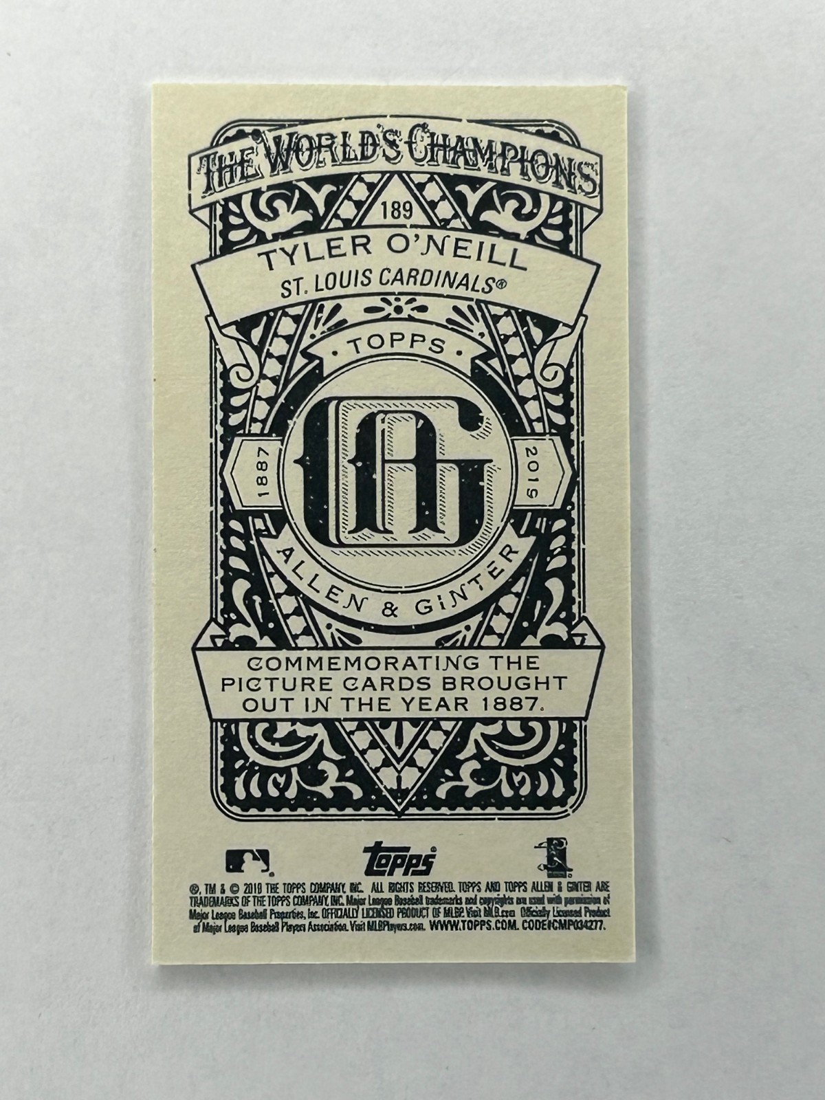 2019 Topps Allen & Ginter - Tyler O'Neill #189 Mini Allen & Ginter Logo ...