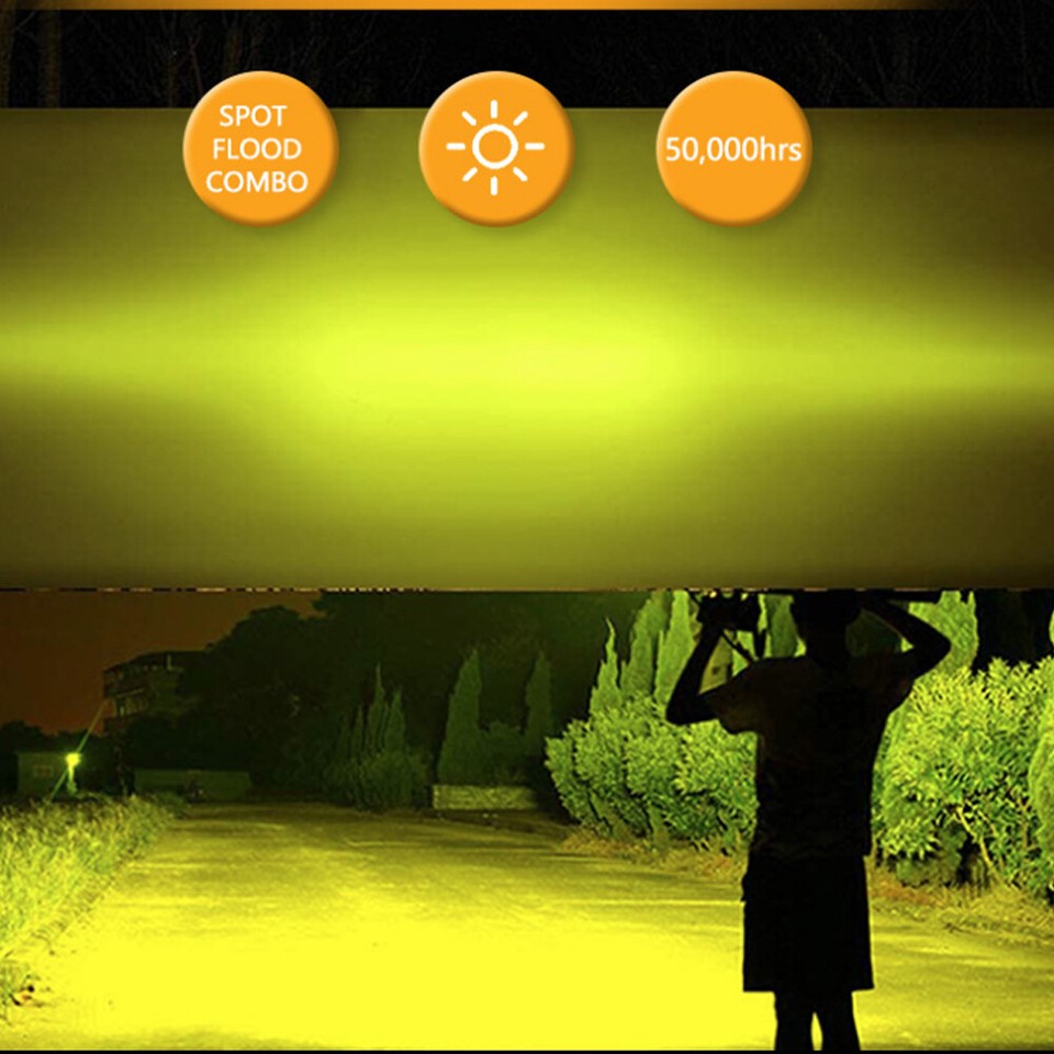 2x 7'' Yellow LED Flood Spot Combo Fog Lamp Offroad Driving Truck Work ...