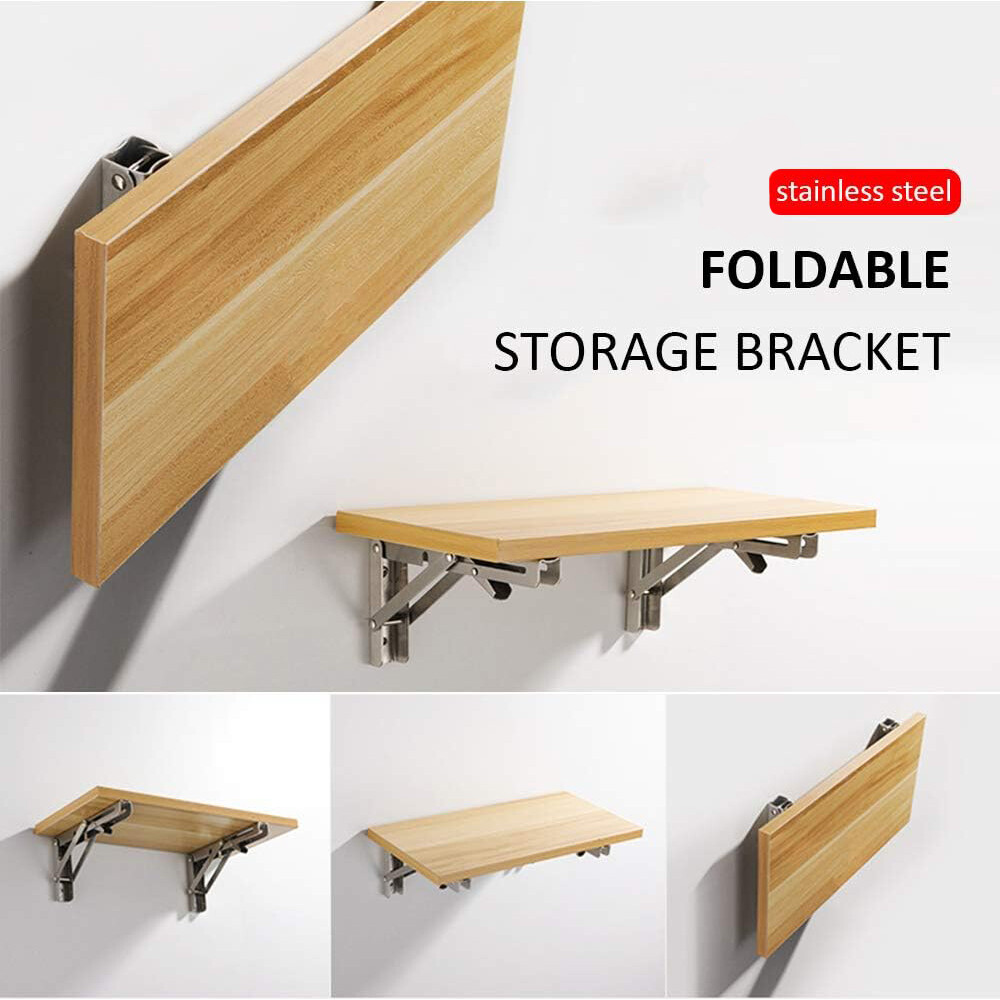 2PCS Heavy Duty Folding Table Bracket Stainless Steel 150KG Wall Shelf ...