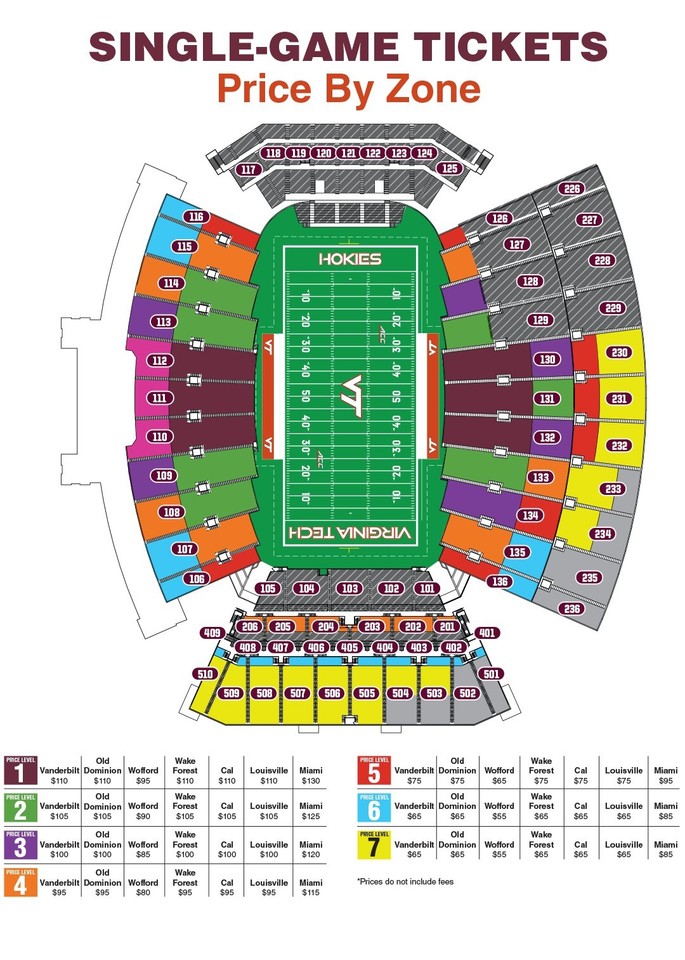 (4) Louisville at Virginia Tech Football Tickets w/Lot 2 Reserved ...