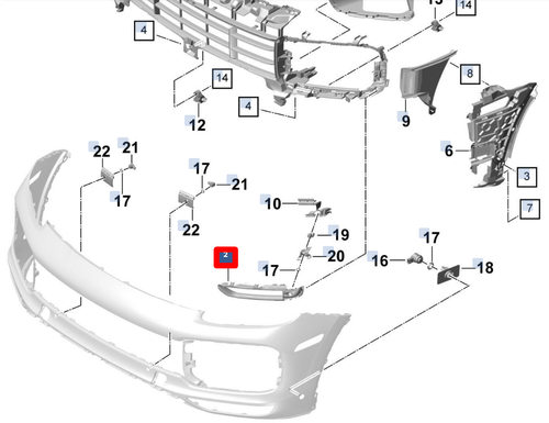 PORSCHE CAYENNE 9Y0 Front Left Side Bumper Grille 9Y0807675AOK1 NEW ...