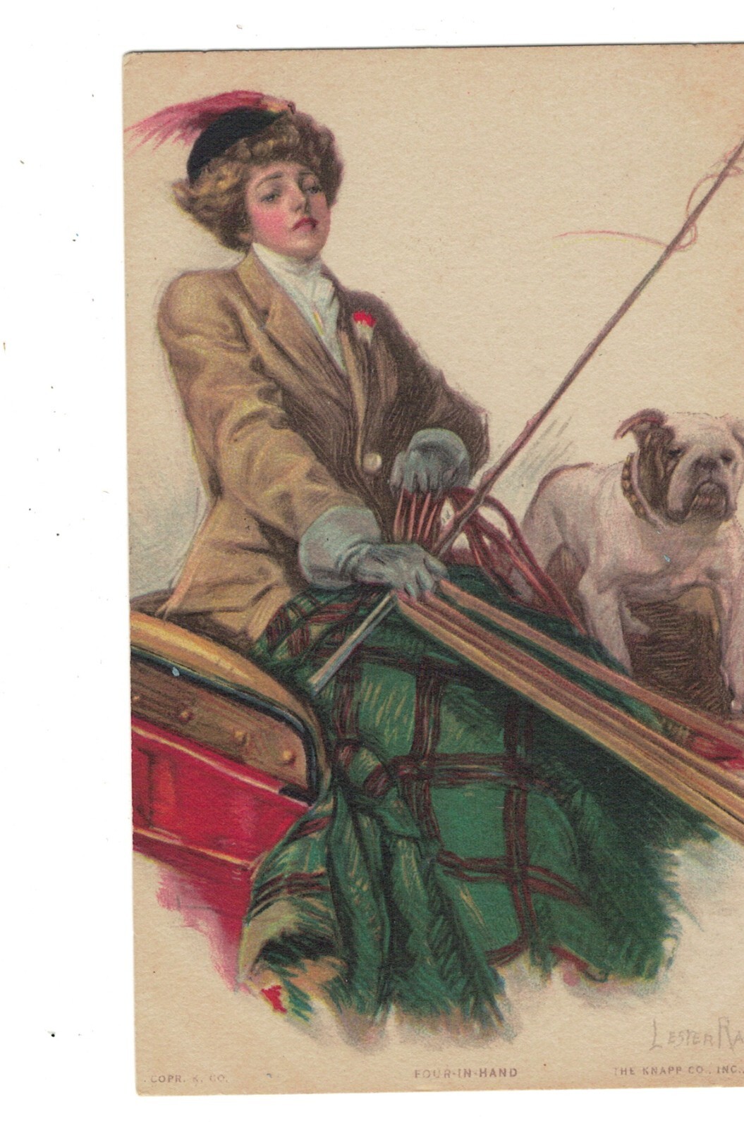 SB1740 ANIMALS ARTIST SIGNED BY LESTER RALPH VICTORIAN WOMAN & BULLDOG ...