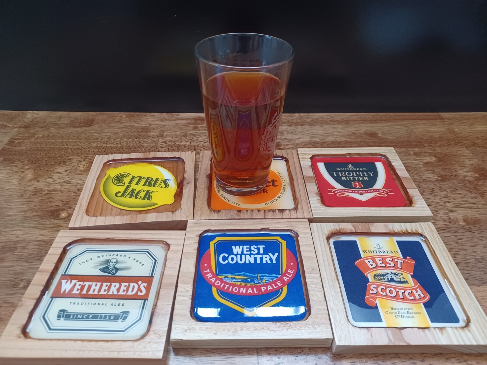 British beer pub mat coaster cedar resin drink paper wood | eBay