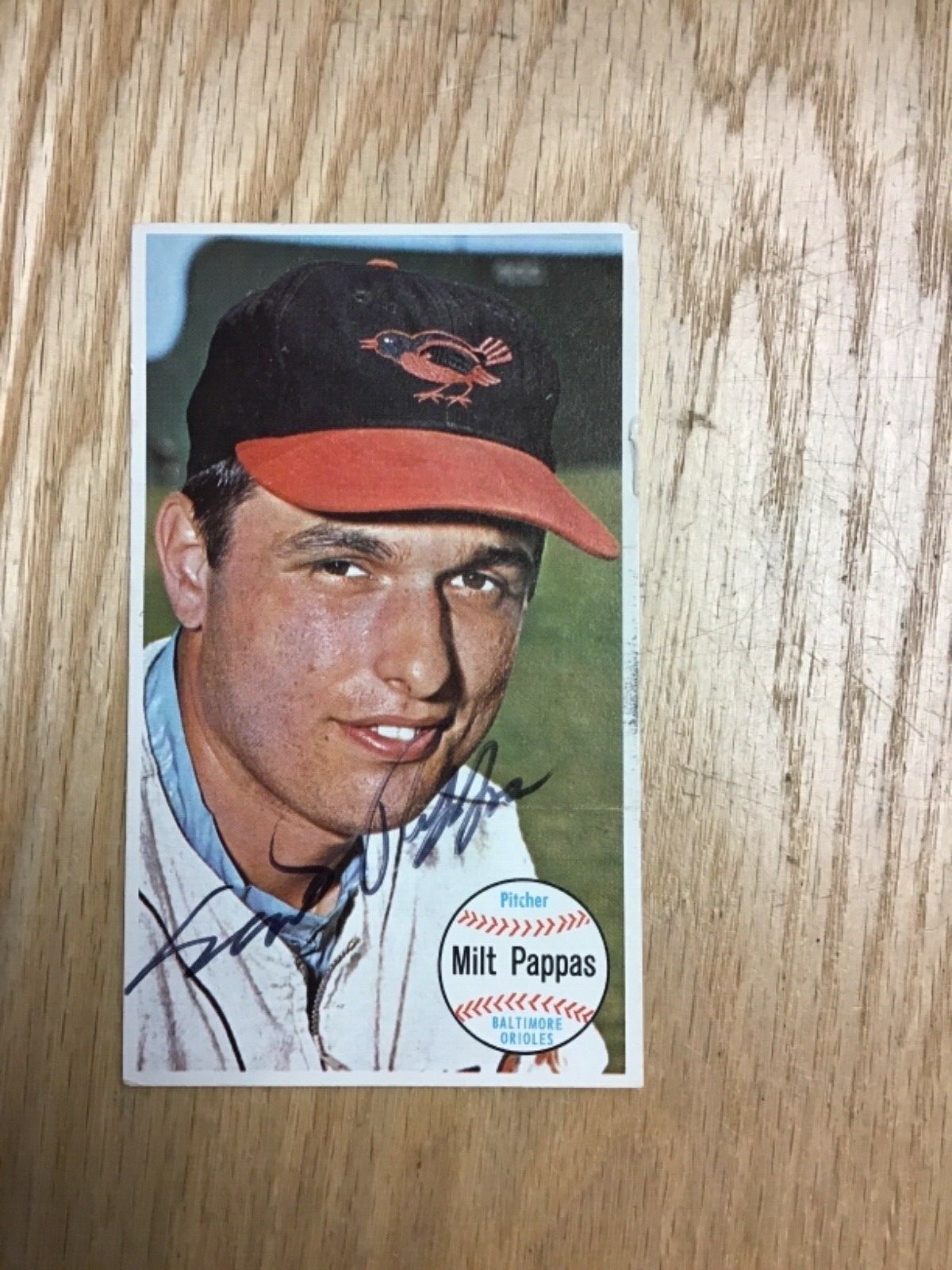 1964 Topps Baseball Milt Pappas Baltimore Orioles Autographed Big Card ...