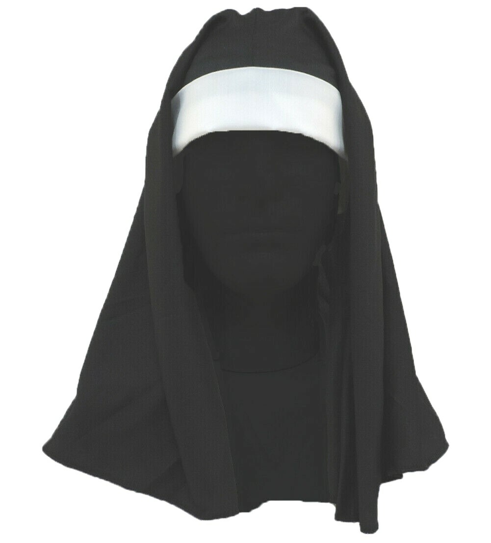 Black & White Catholic Church Nun Hat Costume Accessory Headpeice Hood ...