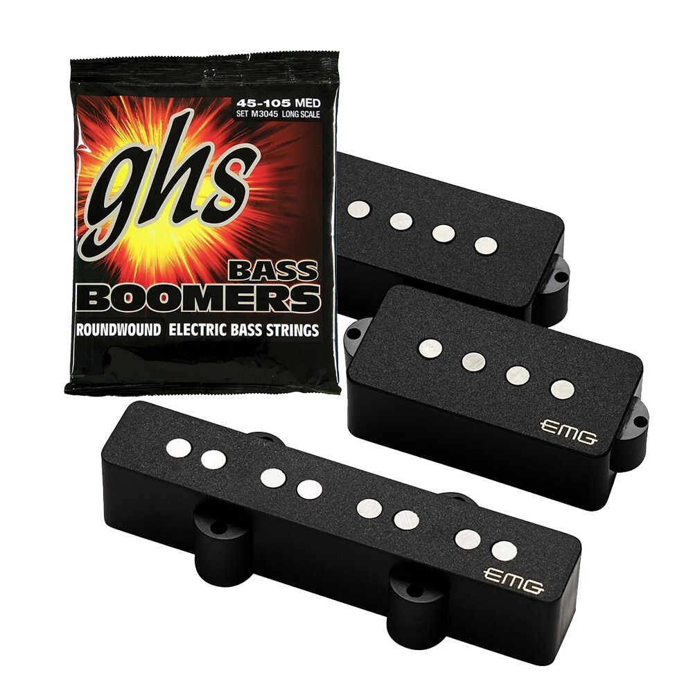 EMG GZR-PJ Geezer Butler PJ Pickup Set Black FREE GHS Bass Strings 45 ...