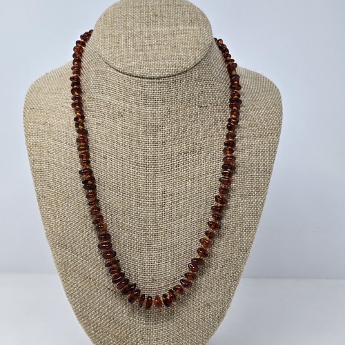 Graduated Golden Amber Nugget Knotted Bead Gold tone Strand Necklace 22 ...