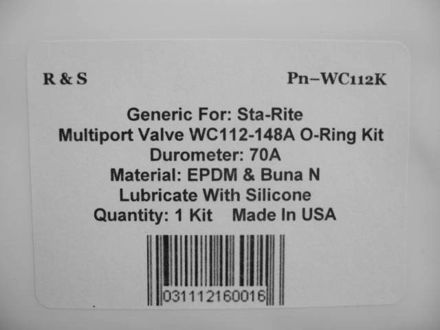 Sta-Rite Multi-port Valve WC112-148A O-Ring Kit /R&S WC112K / EPDM ...