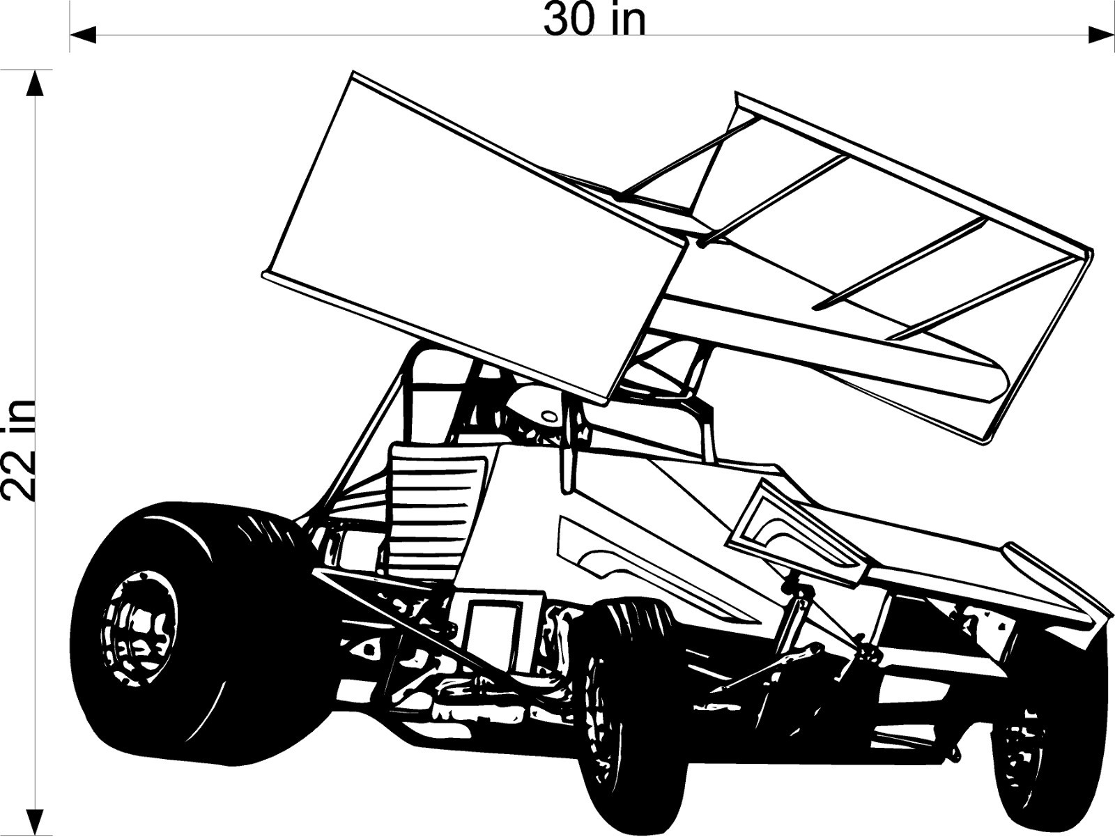 MIDGET CAR ON TRACK VINYL DECAL FOR GARAGE WALL / TRAILER / TOOLBOX ...