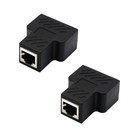 2Pack RJ45 Splitter Cable Adapter Connector Dual Female Socket Port ...