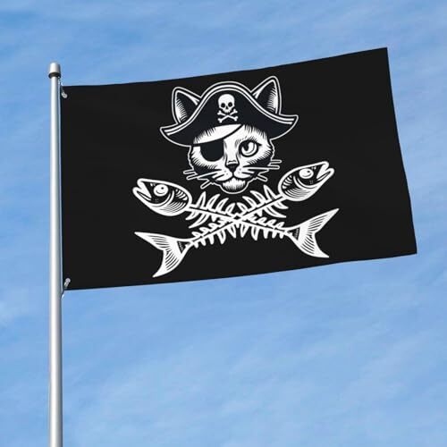 Pirate Cat Skull Flag 3x5 ft Garden Yard Banner Indoor Outdoor Color 8 ...