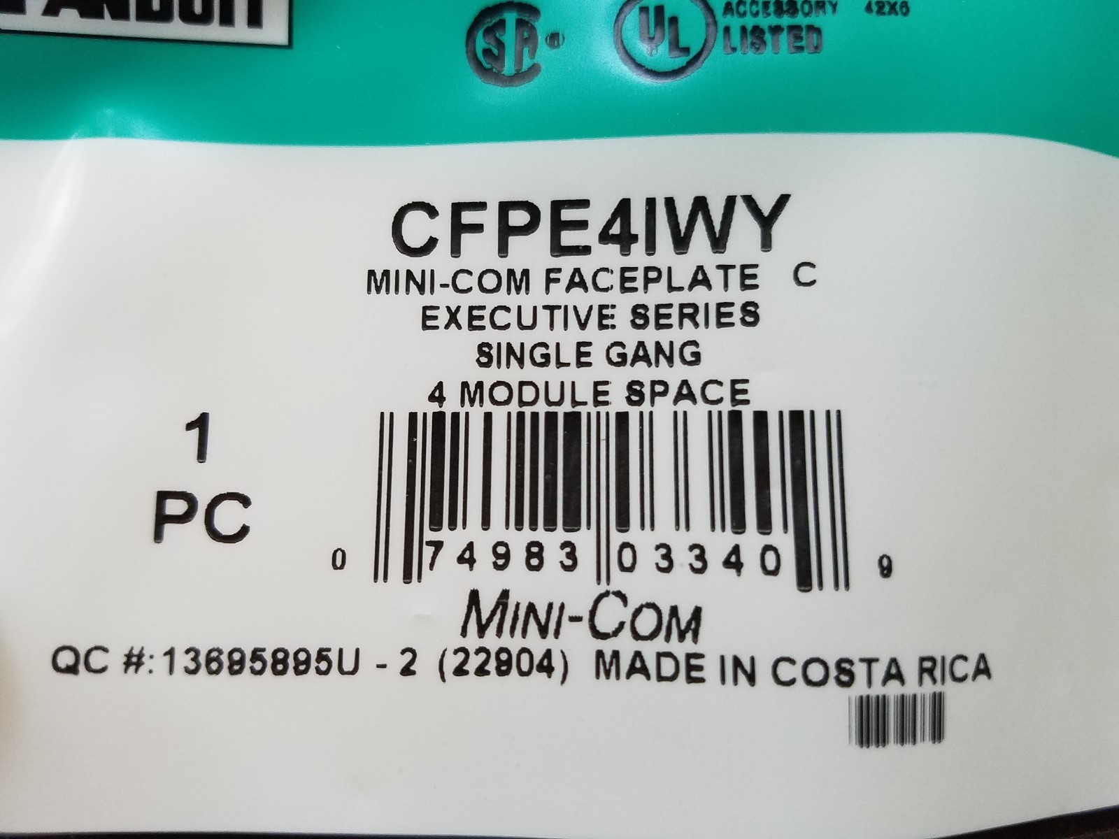 Panduit CFPE4IWY Faceplate Single Gang 4 Ports off White for sale ...