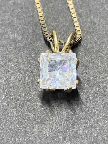 Sterling Silver 925 Princess Cut CZ ATI Pendant On 15 Inch 925 Chain | eBay