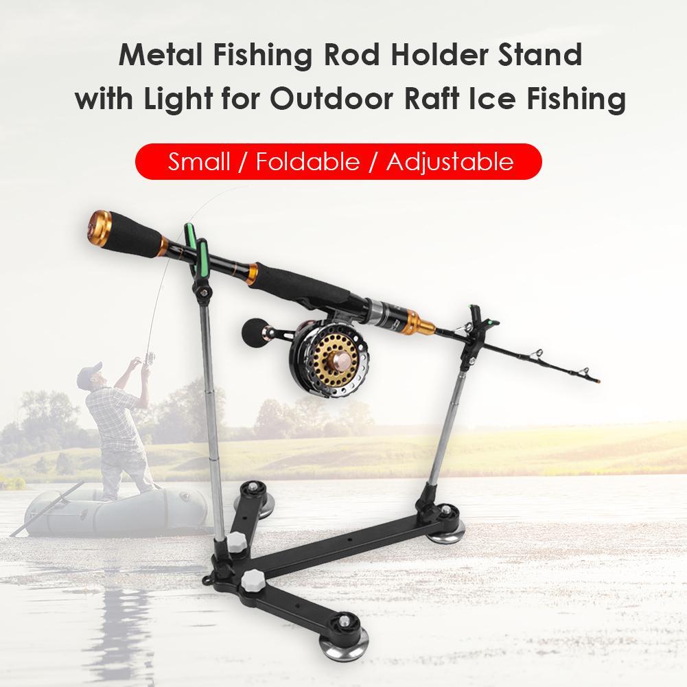 Metal Fishing Rod Holder Stand with Light for Outdoor Raft Ice Fishing ...