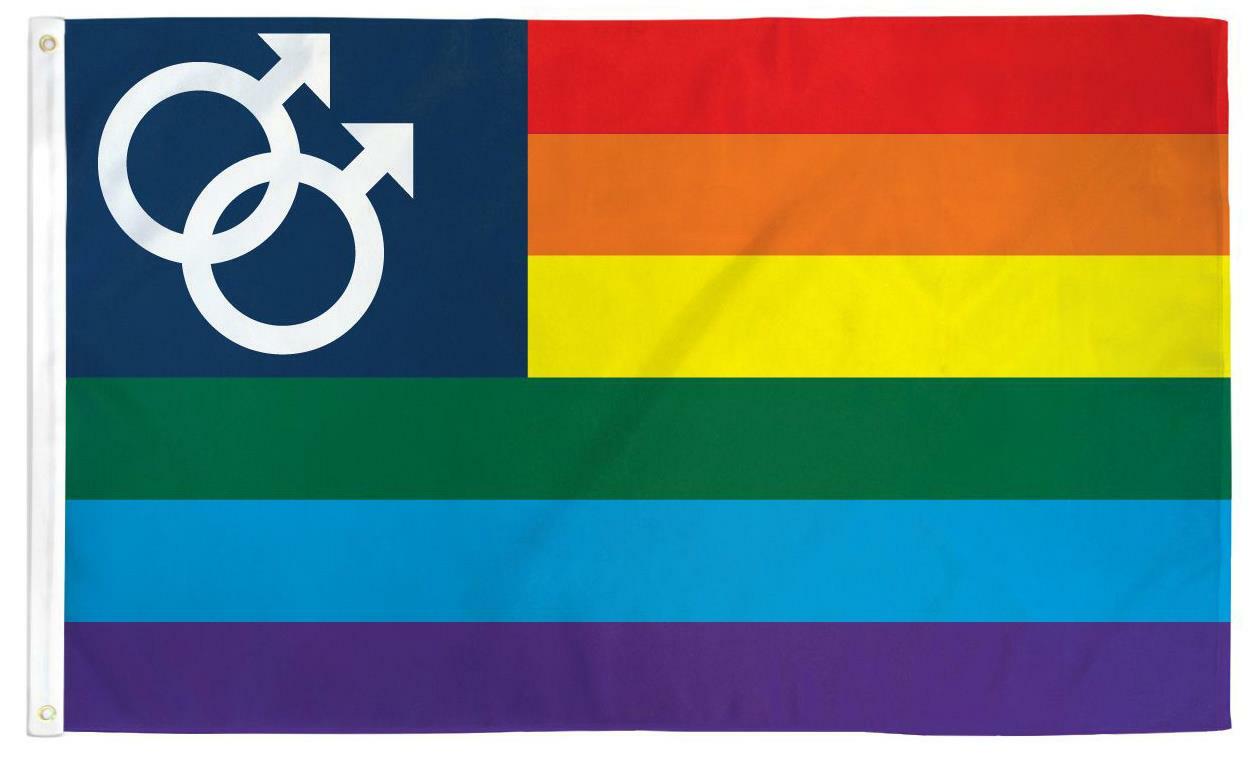 RAINBOW MALE DOUBLE MARS 3 X 5 FLAG banner FL414 flags 3x5 GAY PRIDE ...
